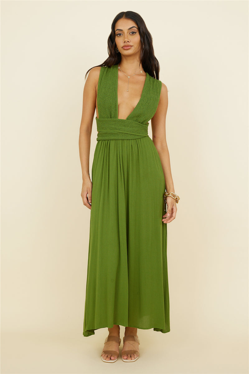 By The Ocean Midi Dress Green | Fortunate One