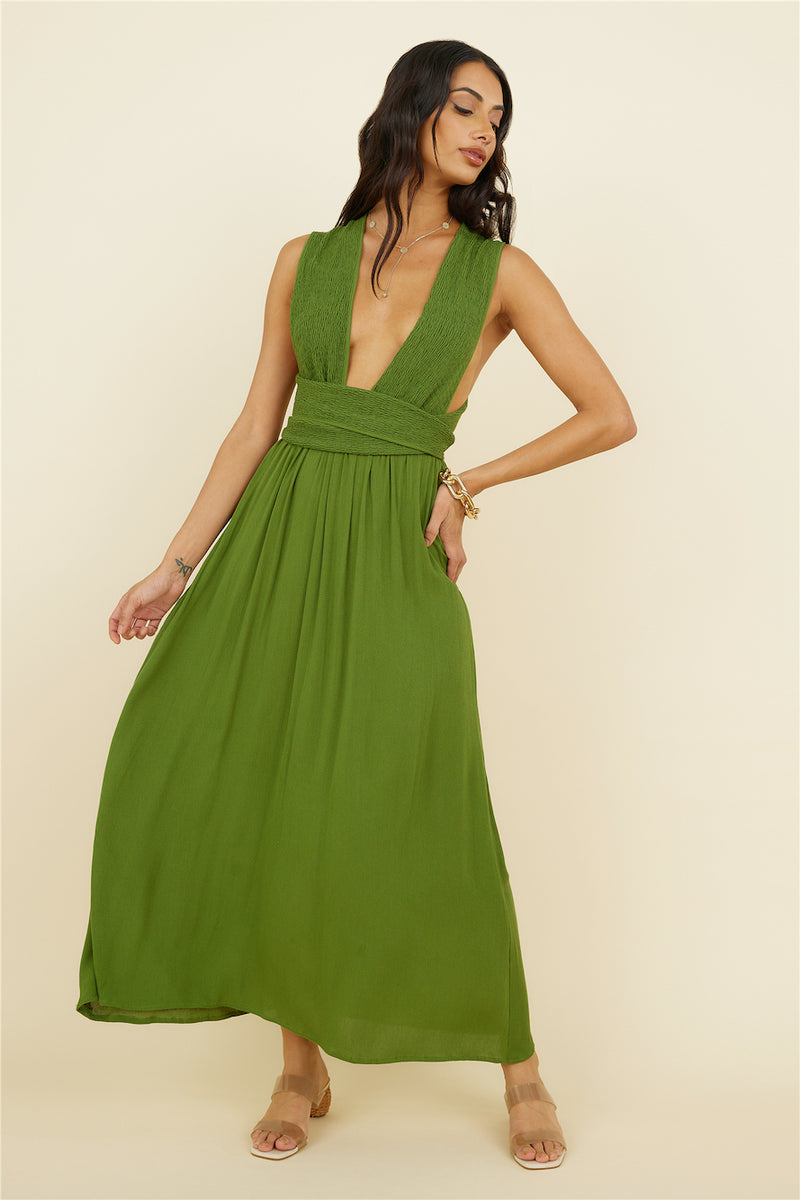 By The Ocean Midi Dress Green | Fortunate One