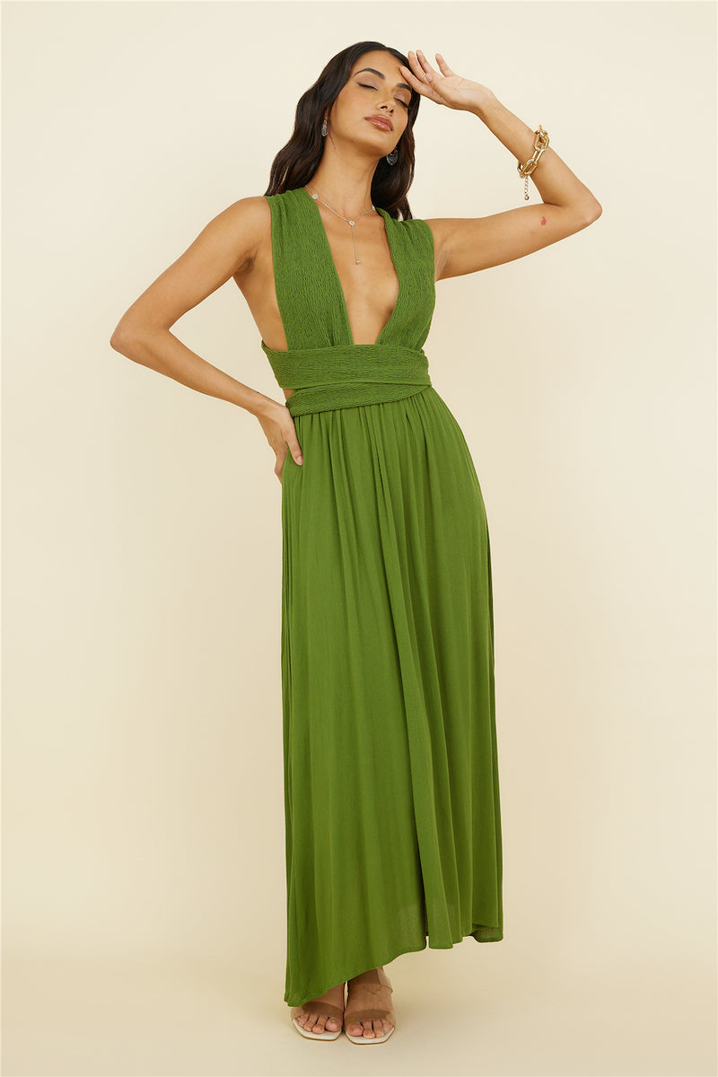 By The Ocean Midi Dress Green | Fortunate One
