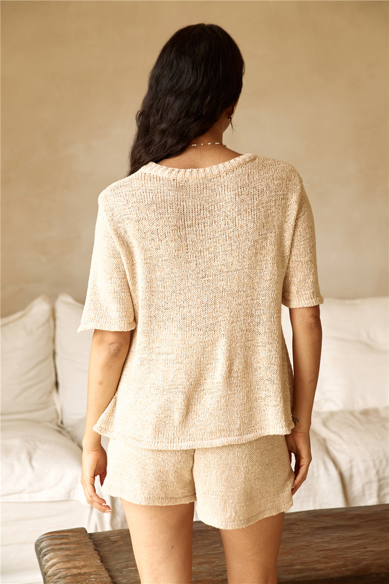 Breakfast In Bed Knit Set Beige | Fortunate One