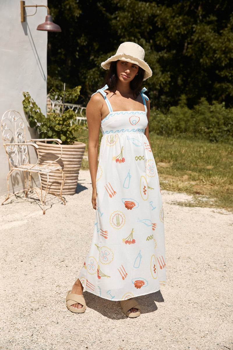 Provence Escape Linen Maxi Dress Multi | Fortunate One