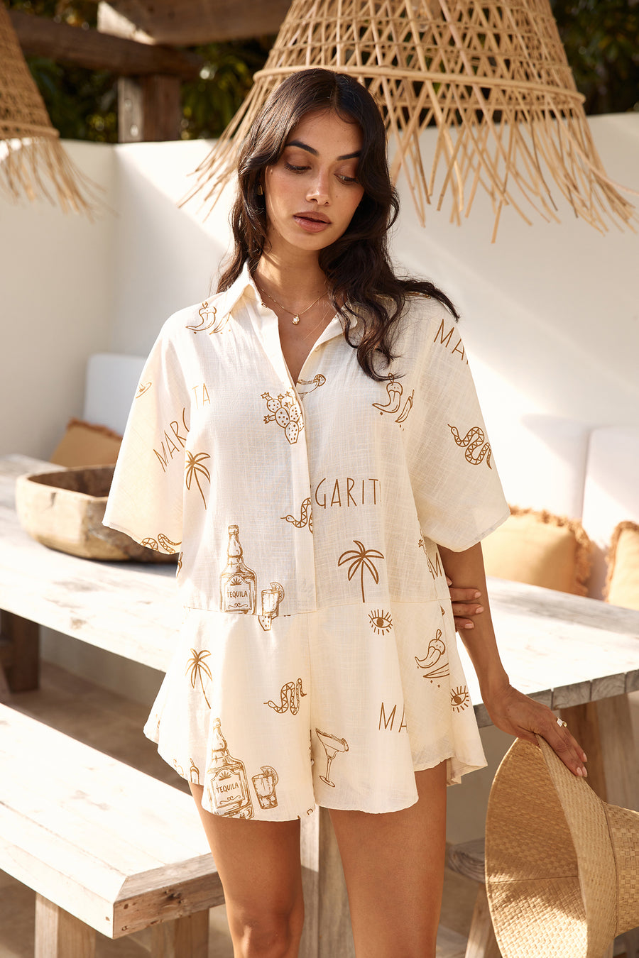 Muy Caliente Romper Beige | Fortunate One
