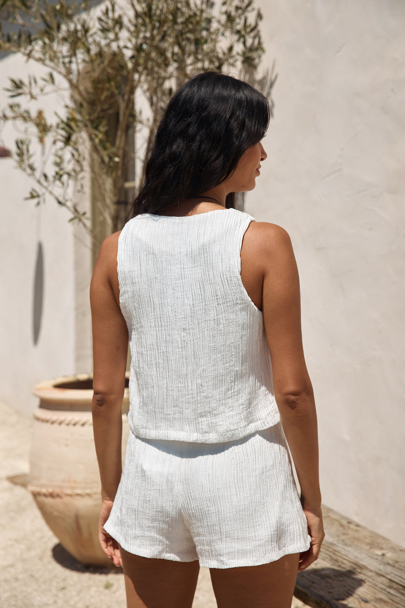 Pearlescent Jewels Crop Top White | Fortunate One