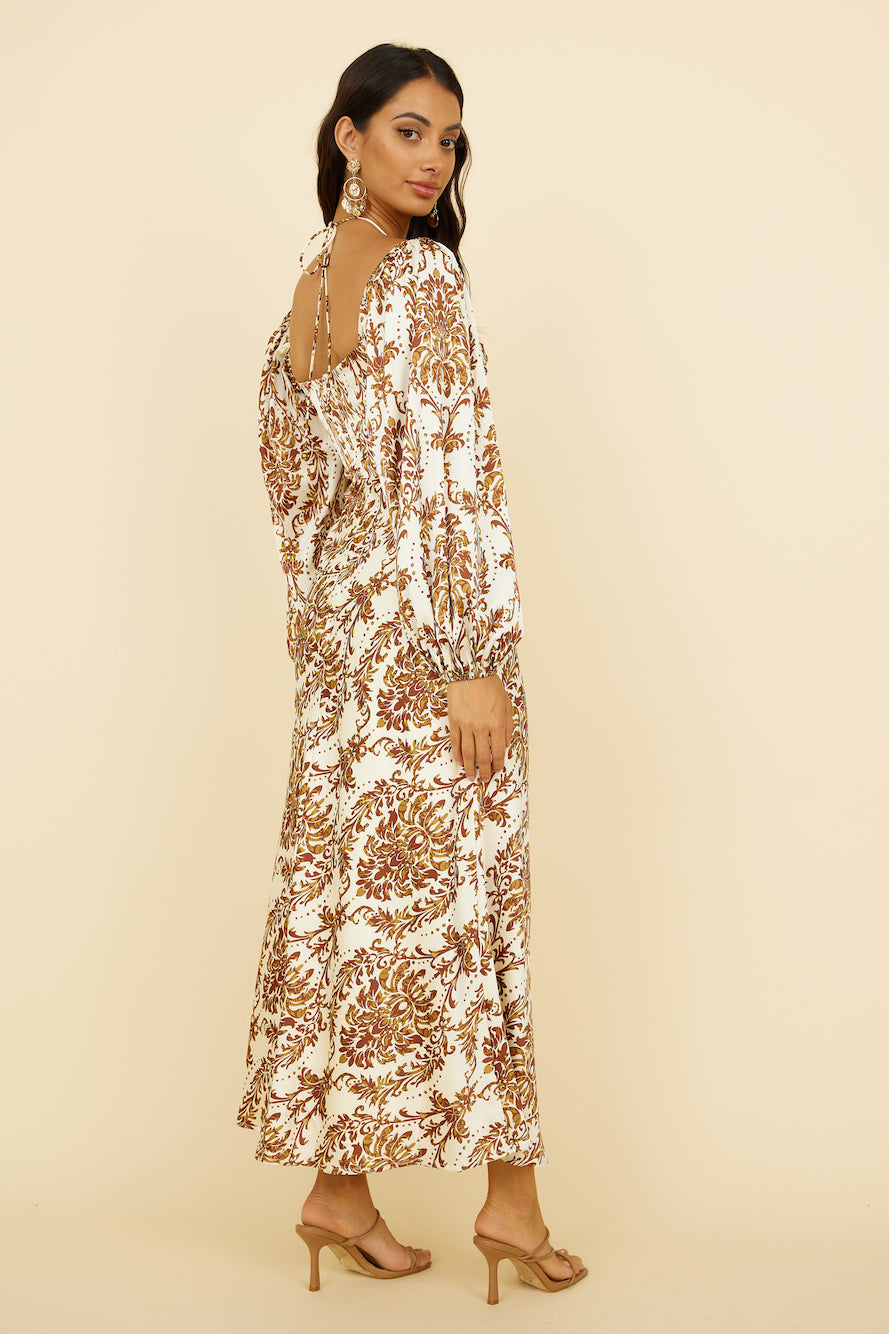 Sugar Cubes Maxi Dress Brown | Fortunate One