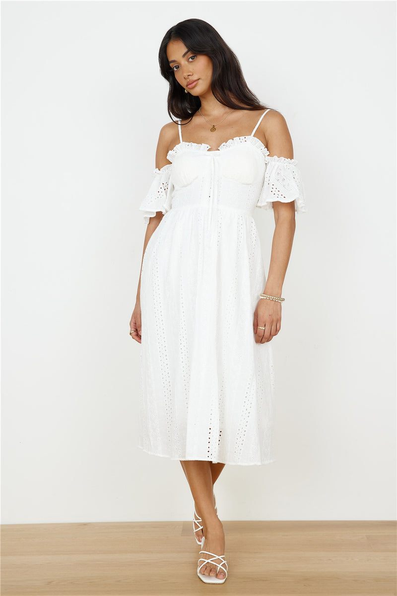Basque Midi Dress White | Fortunate One