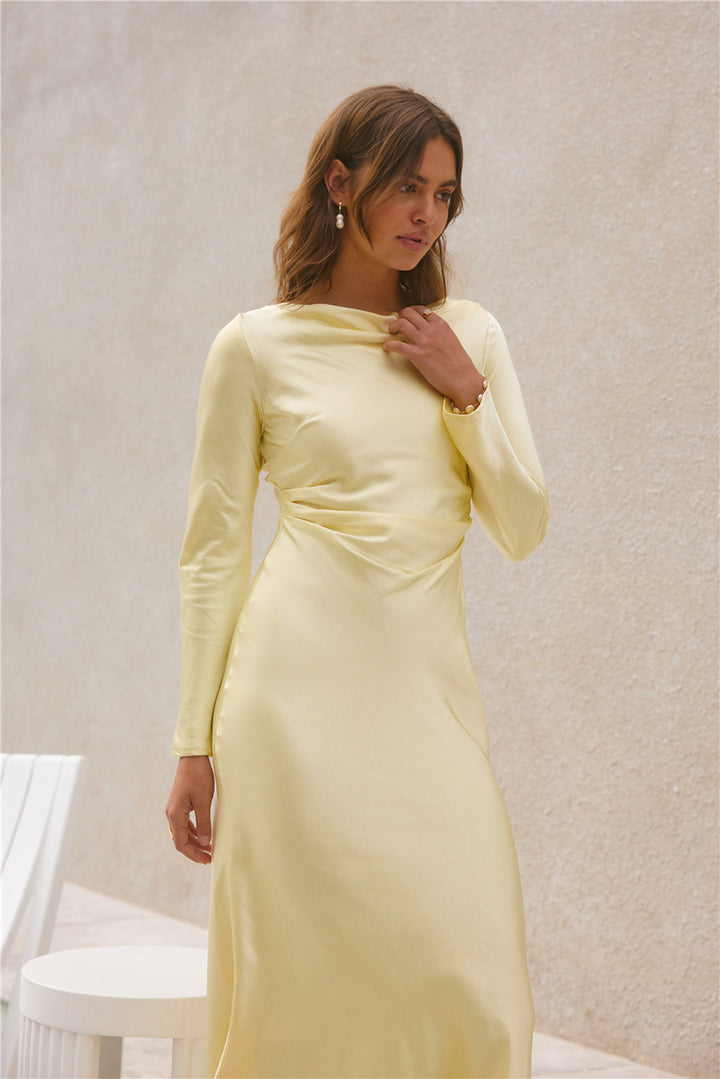 Forget Me Not Satin Maxi Dress Butter | Fortunate One