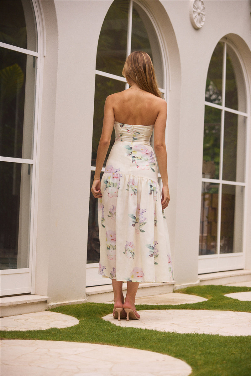Enchanted Elegance Strapless Maxi Dress in Butter | Fortunate One
