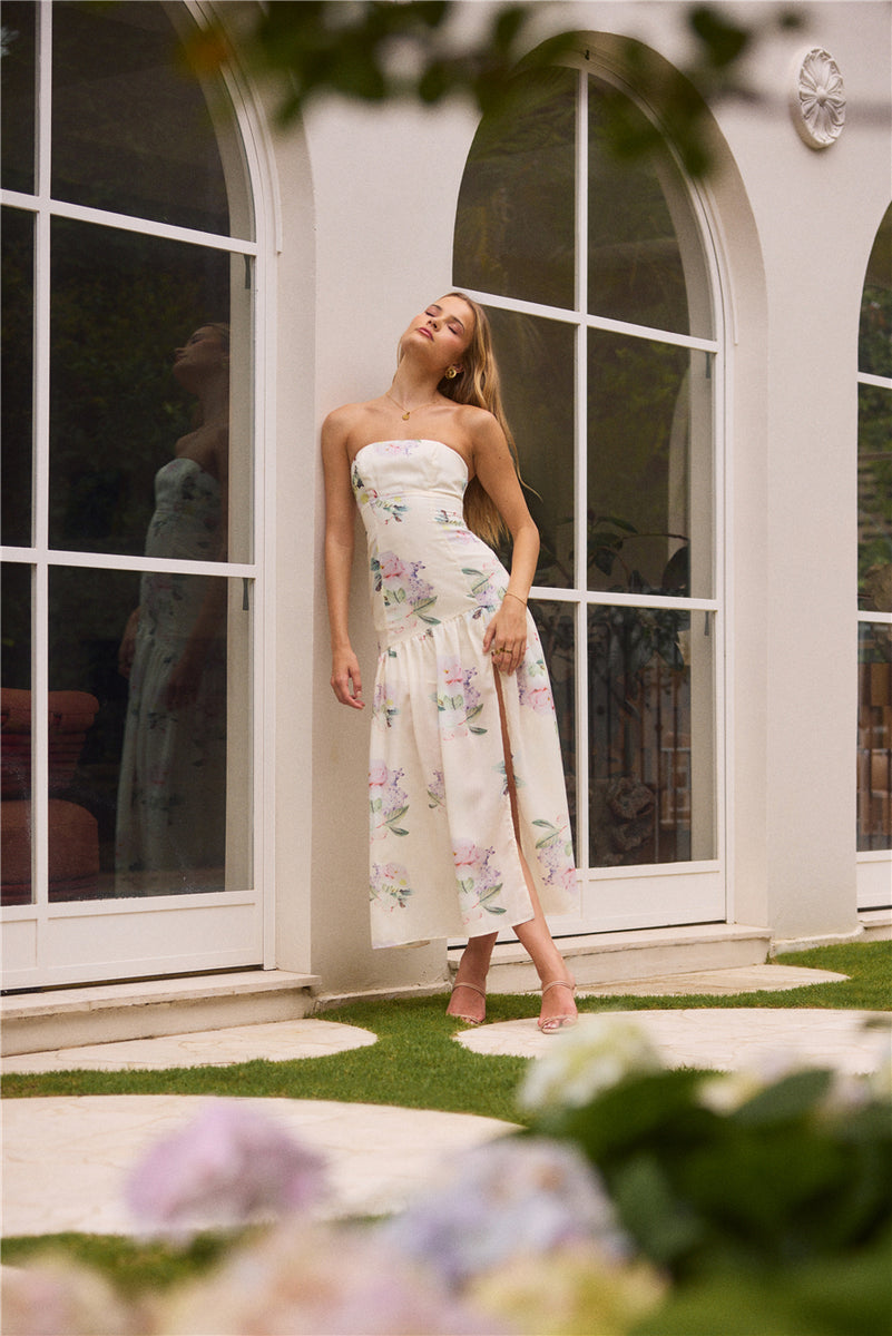 Enchanted Elegance Strapless Maxi Dress in Butter | Fortunate One