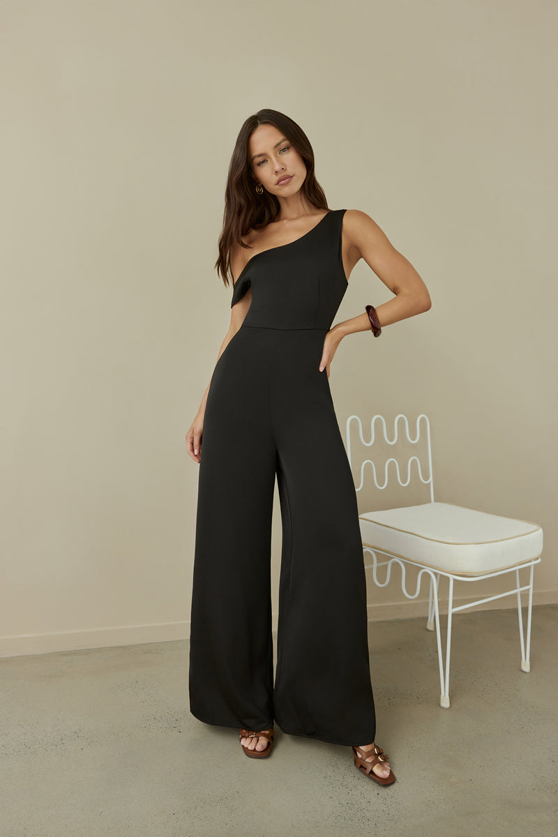 Secret Society Off Shoulder Jumpsuit Black | Fortunate One