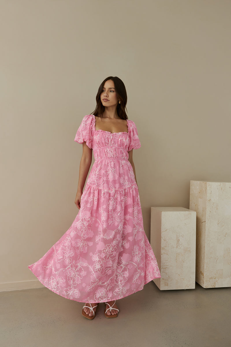 Step By Step Maxi Dress Pink | Fortunate One