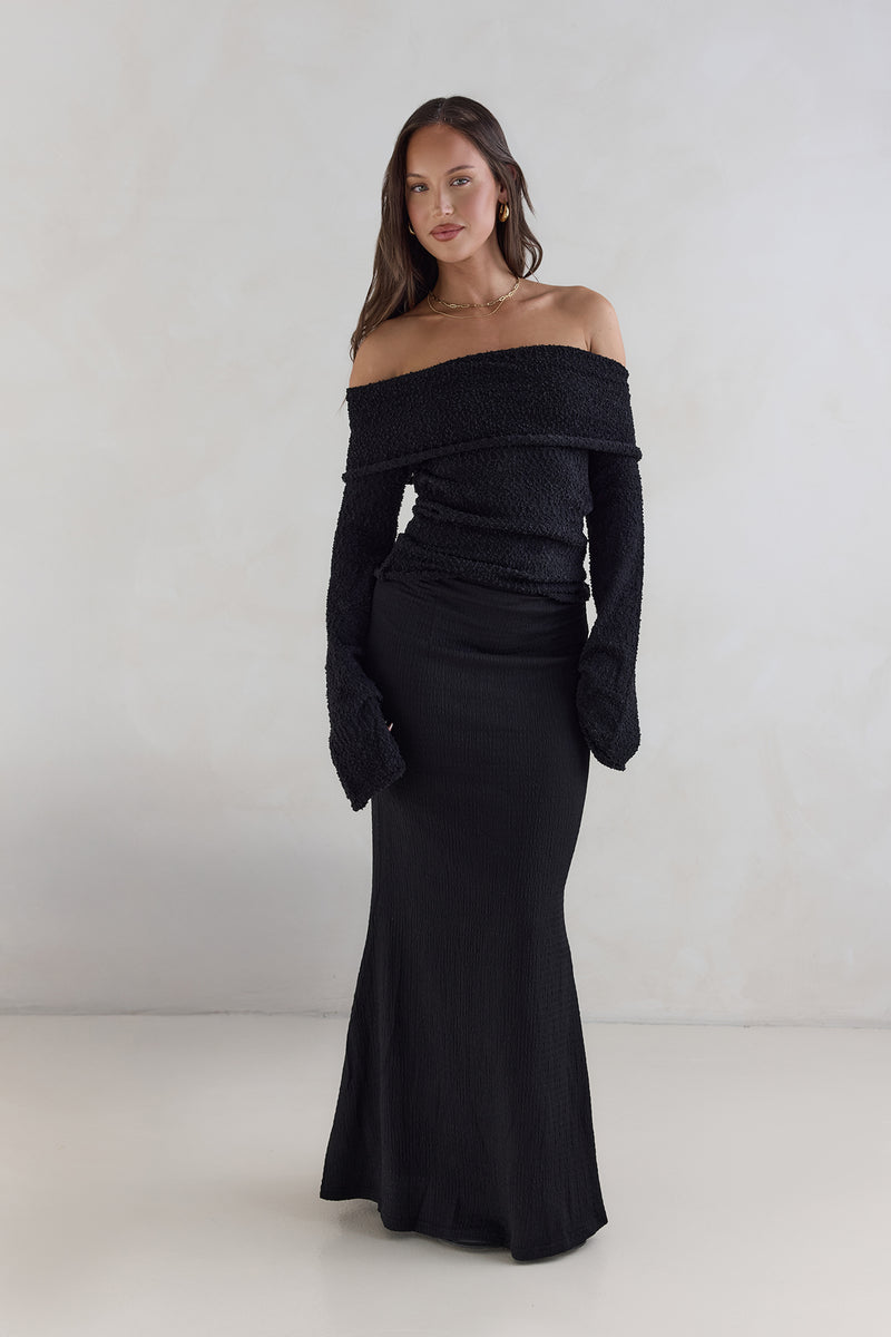 First Class Fantasy Off Shoulder Top Black | Fortunate One