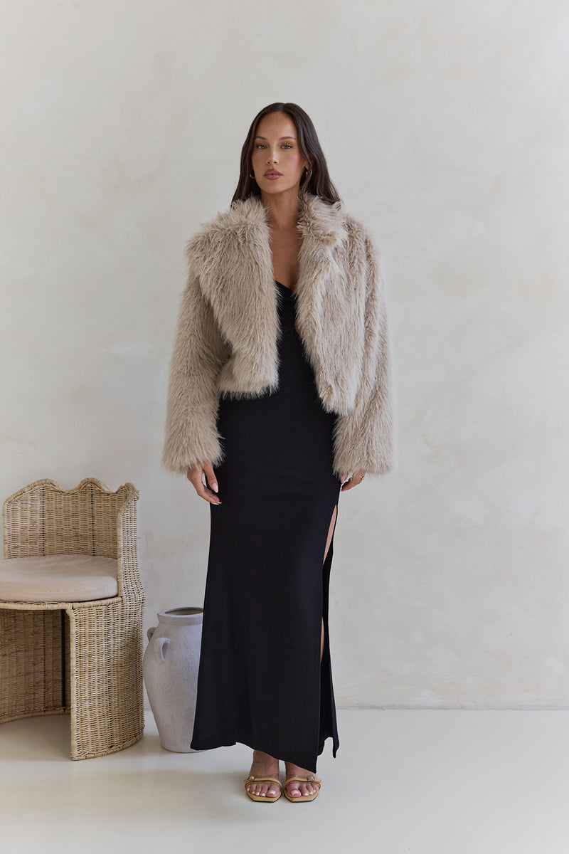 Icy Daze Faux Fur Jacket Beige | Fortunate One