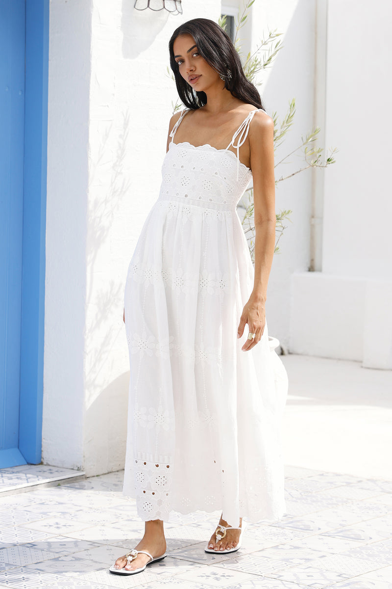 Whispers of Spring Maxi Dress White | Fortunate One