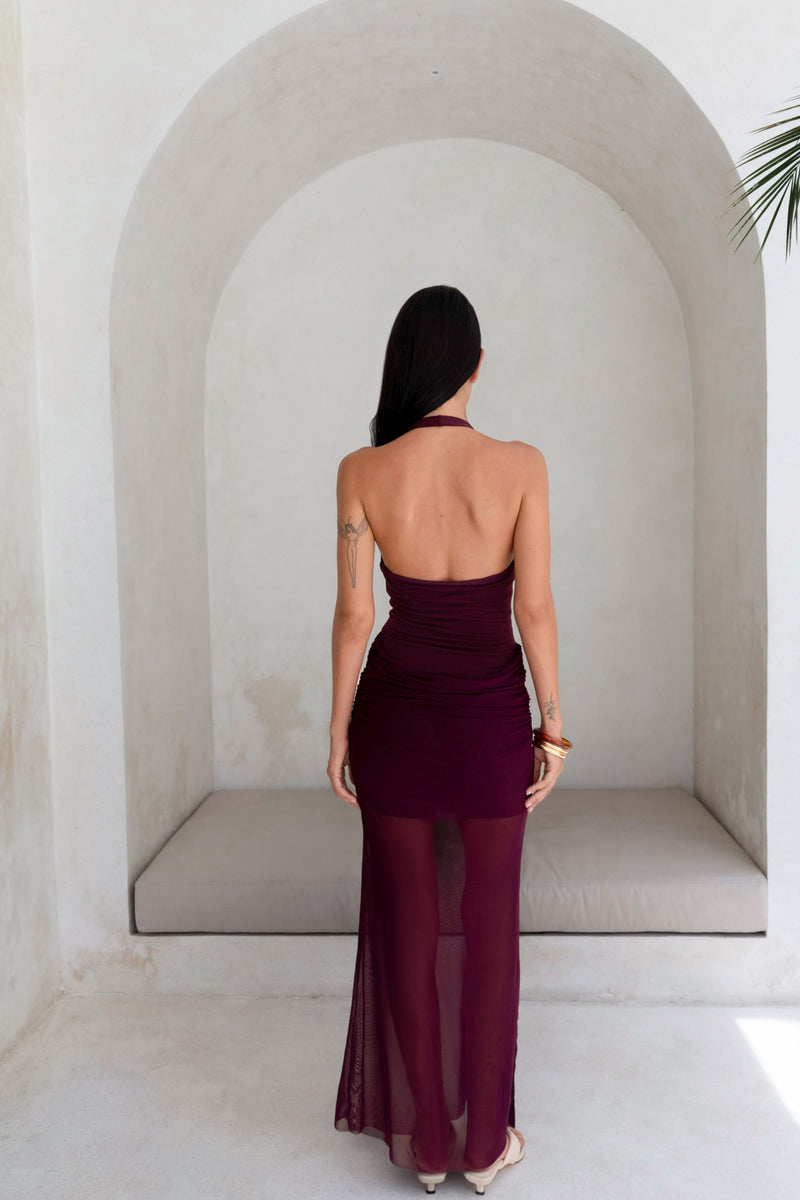 Luxe Legacy Halter Maxi Dress Plum | Fortunate One