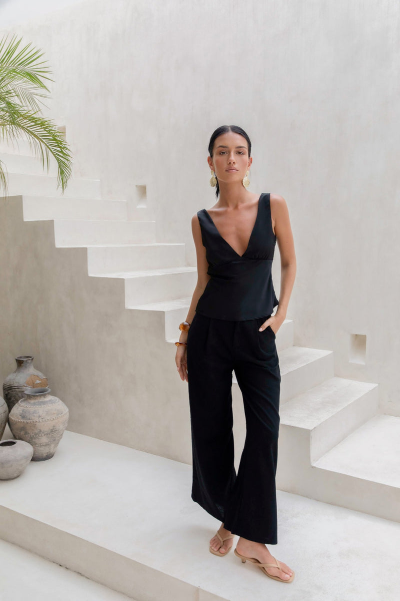 Essence Of Sunlight Satin Top Black | Fortunate One