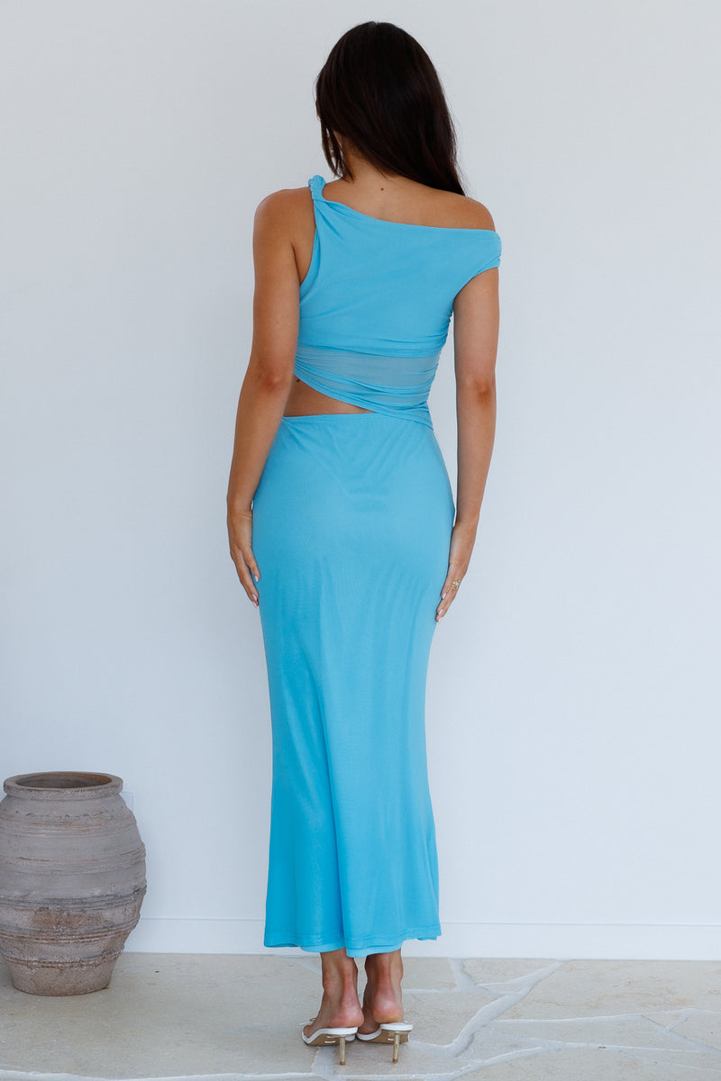 Summer Moon Off The Shoulder Maxi Dress Blue | Fortunate One