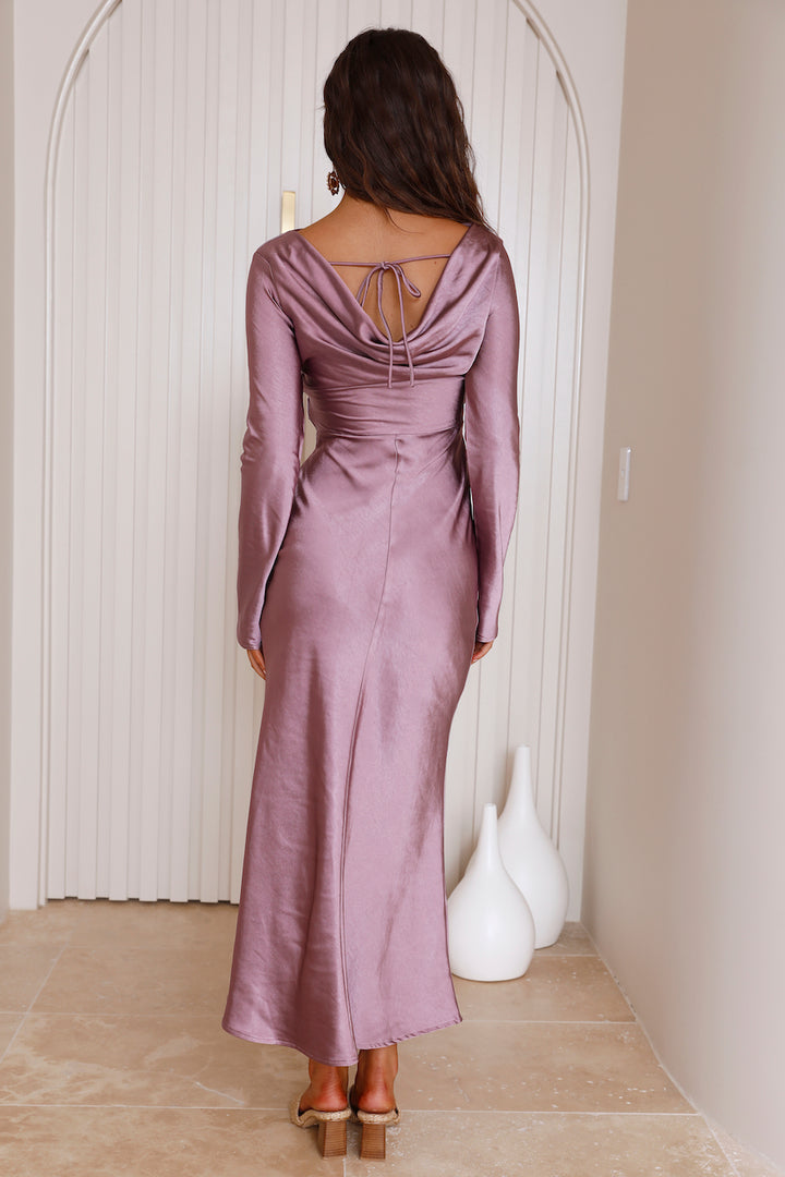 Forget Me Not Satin Maxi Dress Purple | Fortunate One