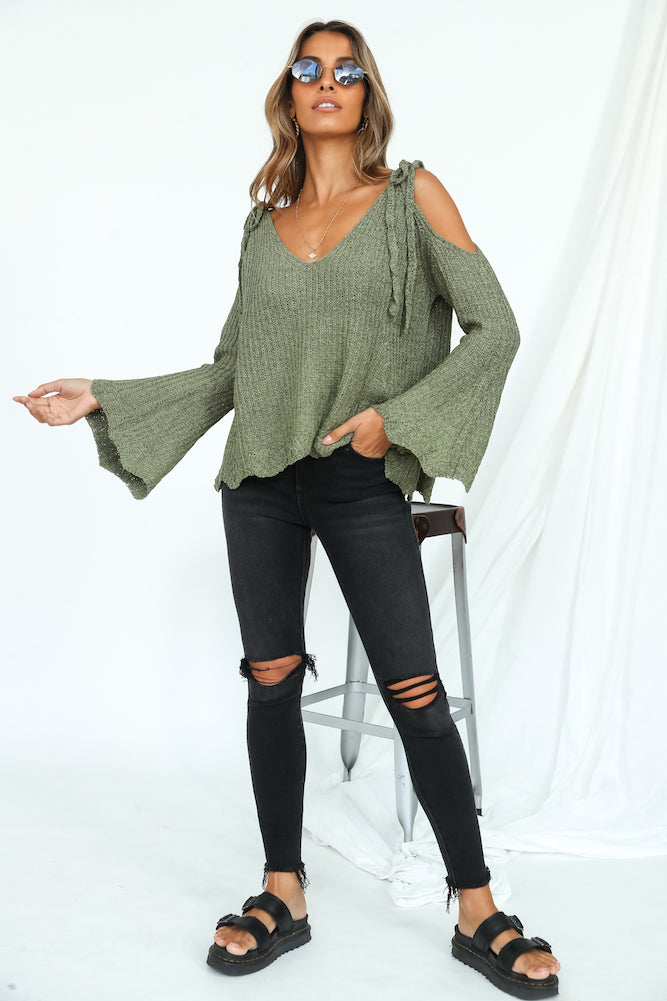 Cheer Up Knit Khaki | Fortunate One