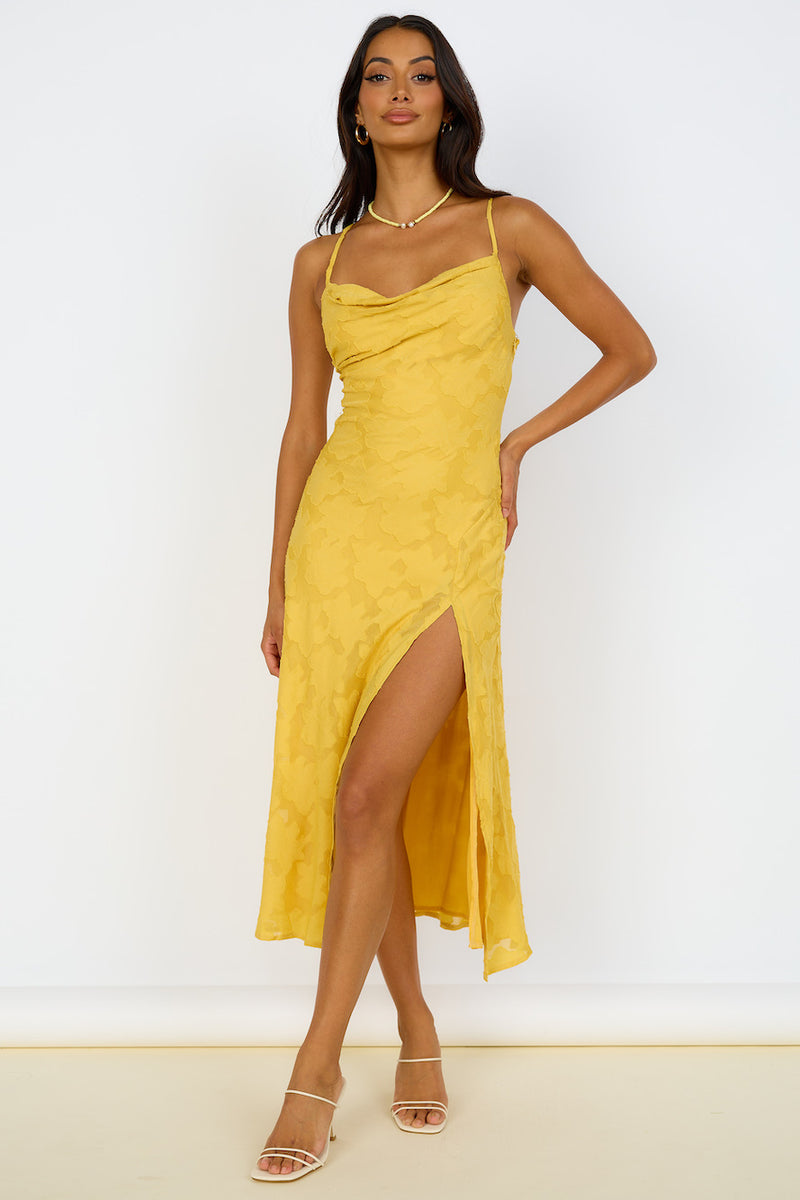 Story Of Songs Midi Dress Yellow | Fortunate One