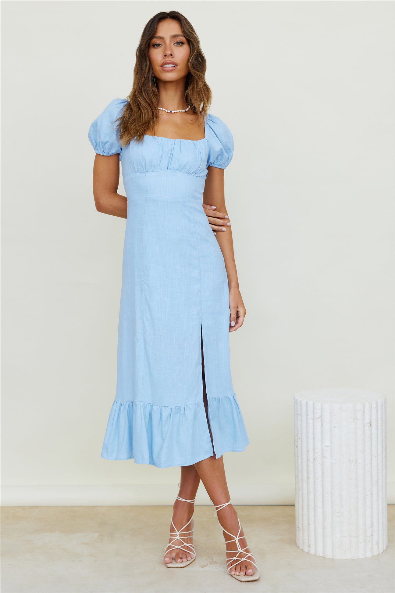 Falling And Floating Midi Dress Blue | Fortunate One