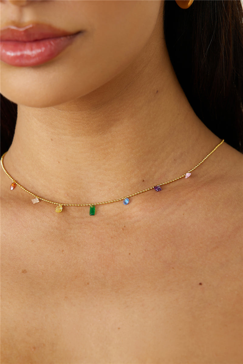 18k Gold Plated Rainbow Treasure Necklace Gold | Fortunate One