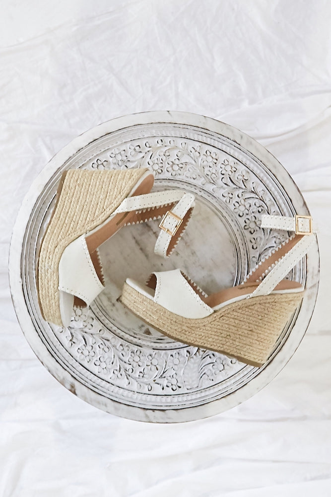 BILLINI Sasha Wedge Heel Beige Linen | Fortunate One